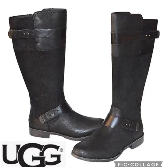 UGG | Shoes | Ugg Australia Dayle Black Oiled Suede Leather Zip Closure ...